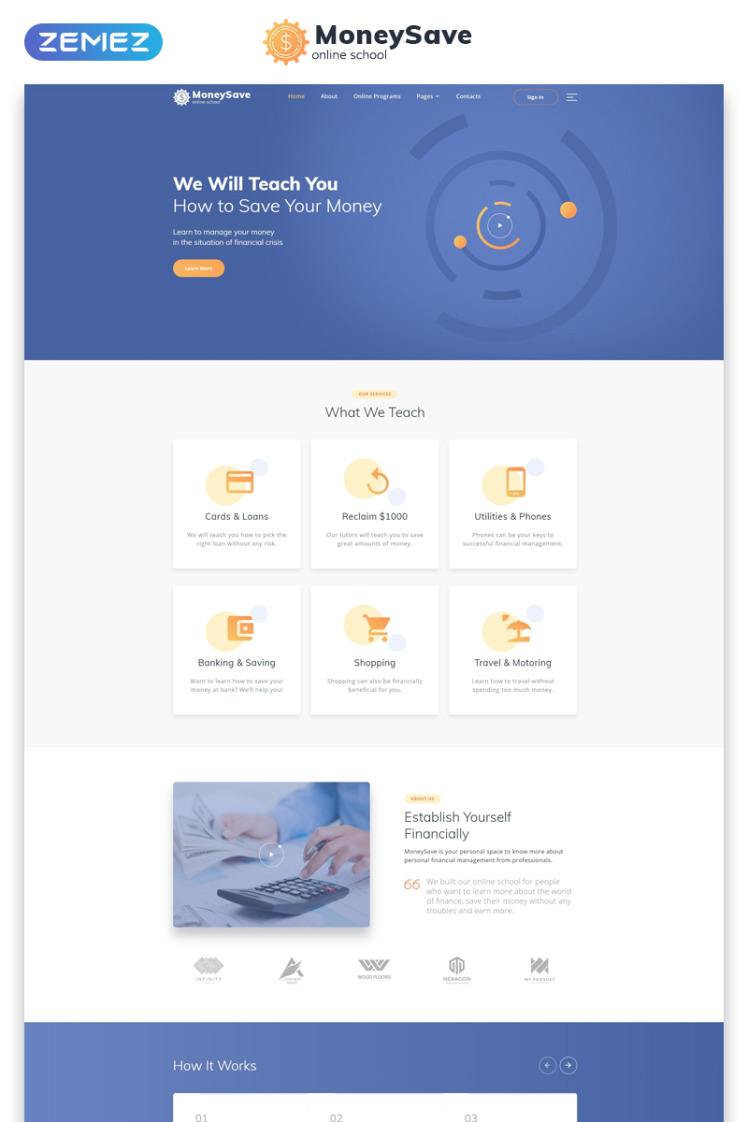 MoneySave Online School HTML5 Website Template #53705