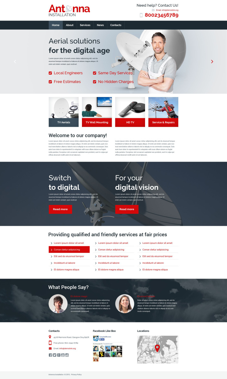 Satellite TV Responsive Website Template #53854