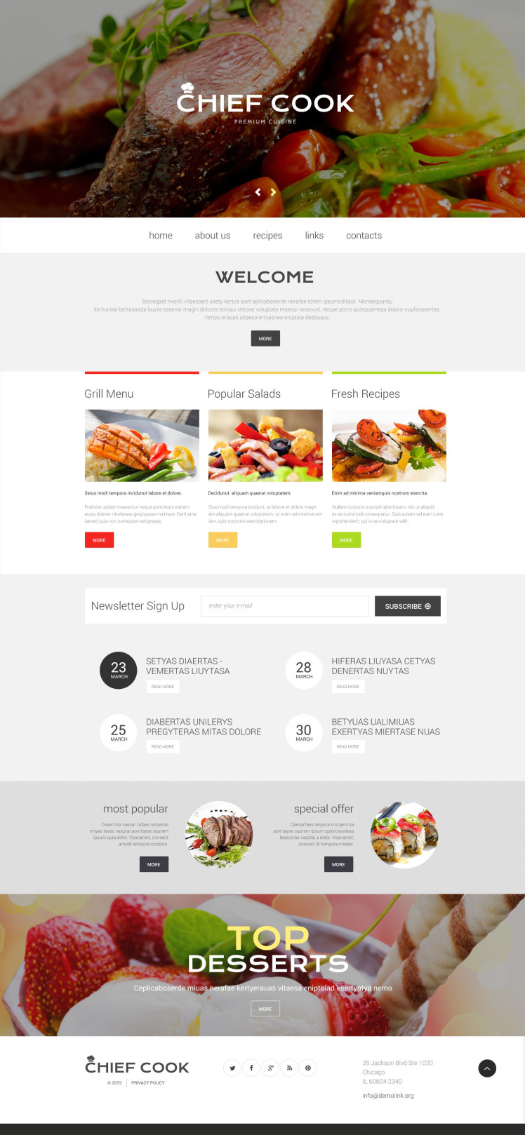 Chef Cook Site Website Template #53977