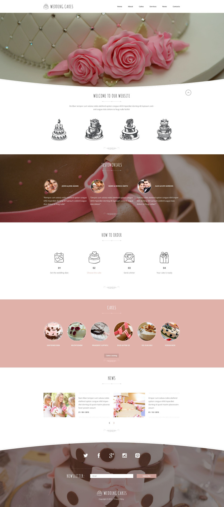 Wedding Cake Co Website Template #53978