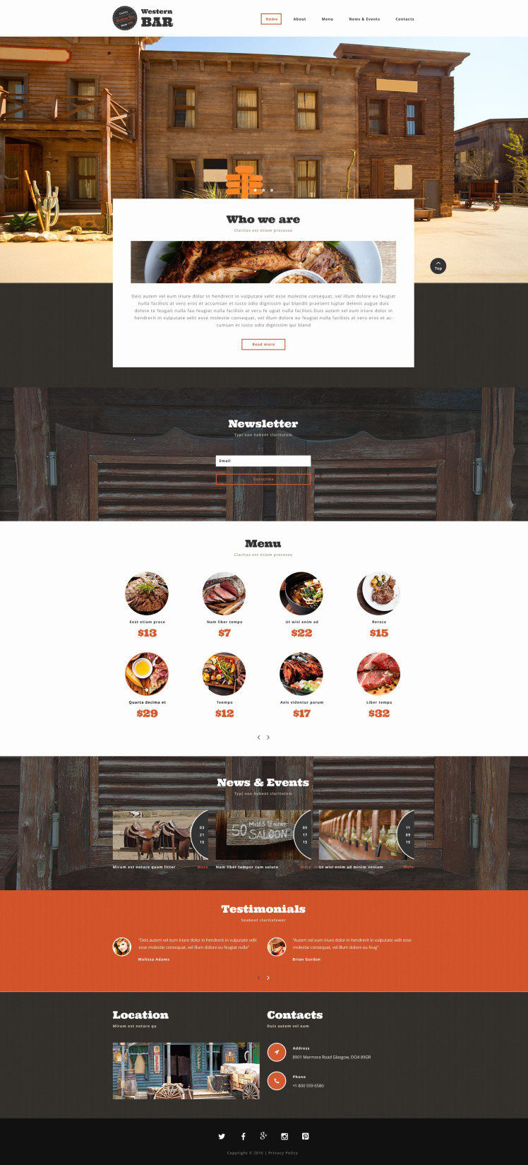 Cafe and Restaurant Responsive Website Template #54057