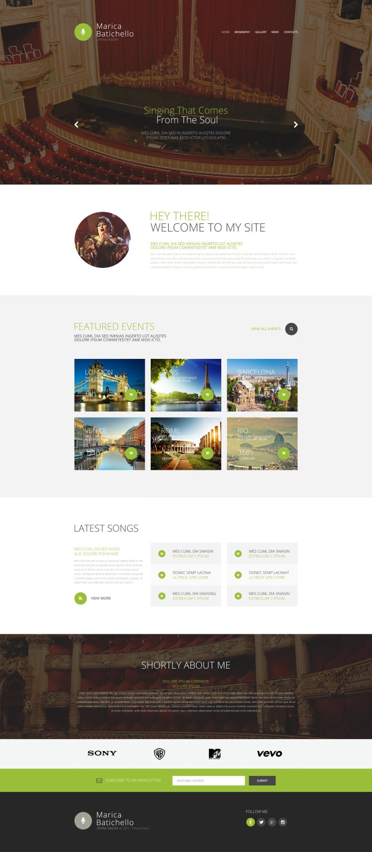 Opera Singer Website Template #54565
