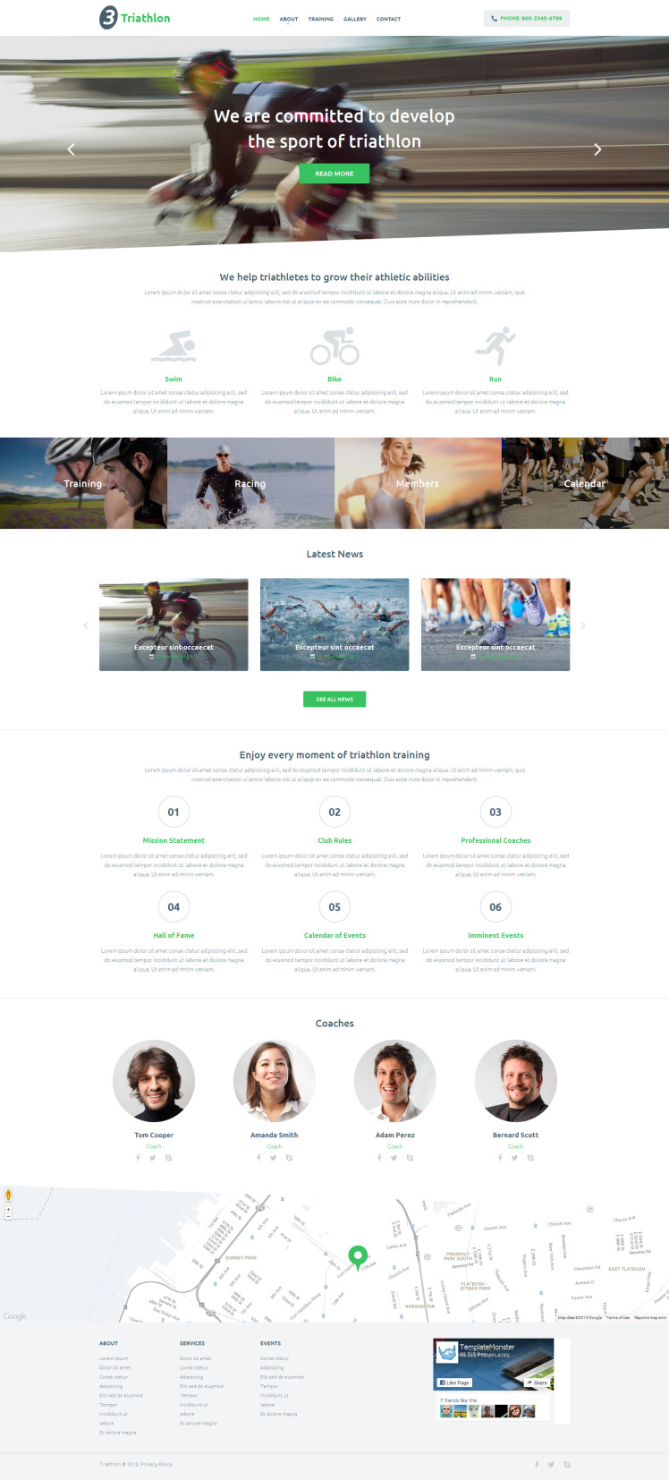 Triathlon Club Website Template #54998