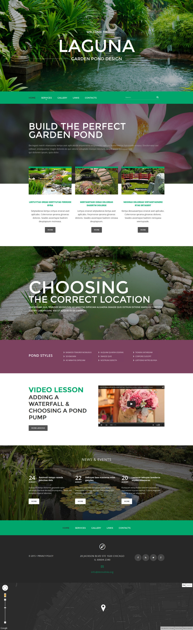 Garden Pond Design Website Template #55056