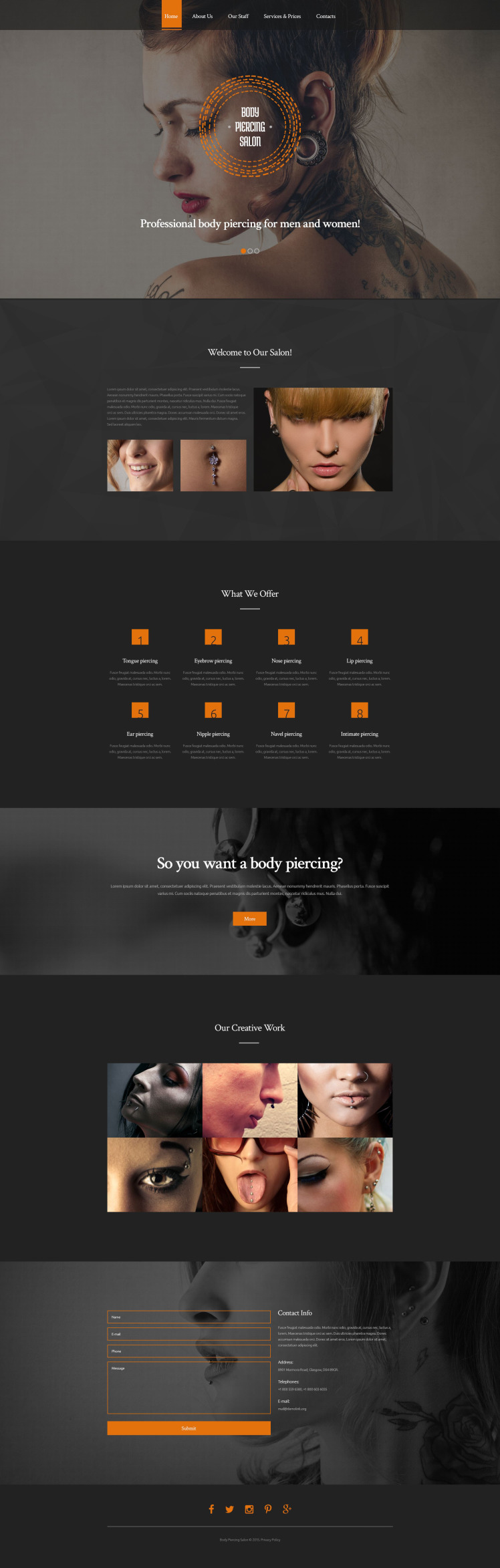 Body Piercing Salon Website Template #55192