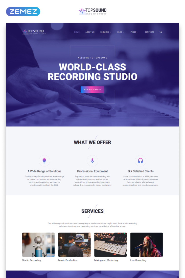 TopSound - Recording Studio Modern Multipage HTML Website Template #55387