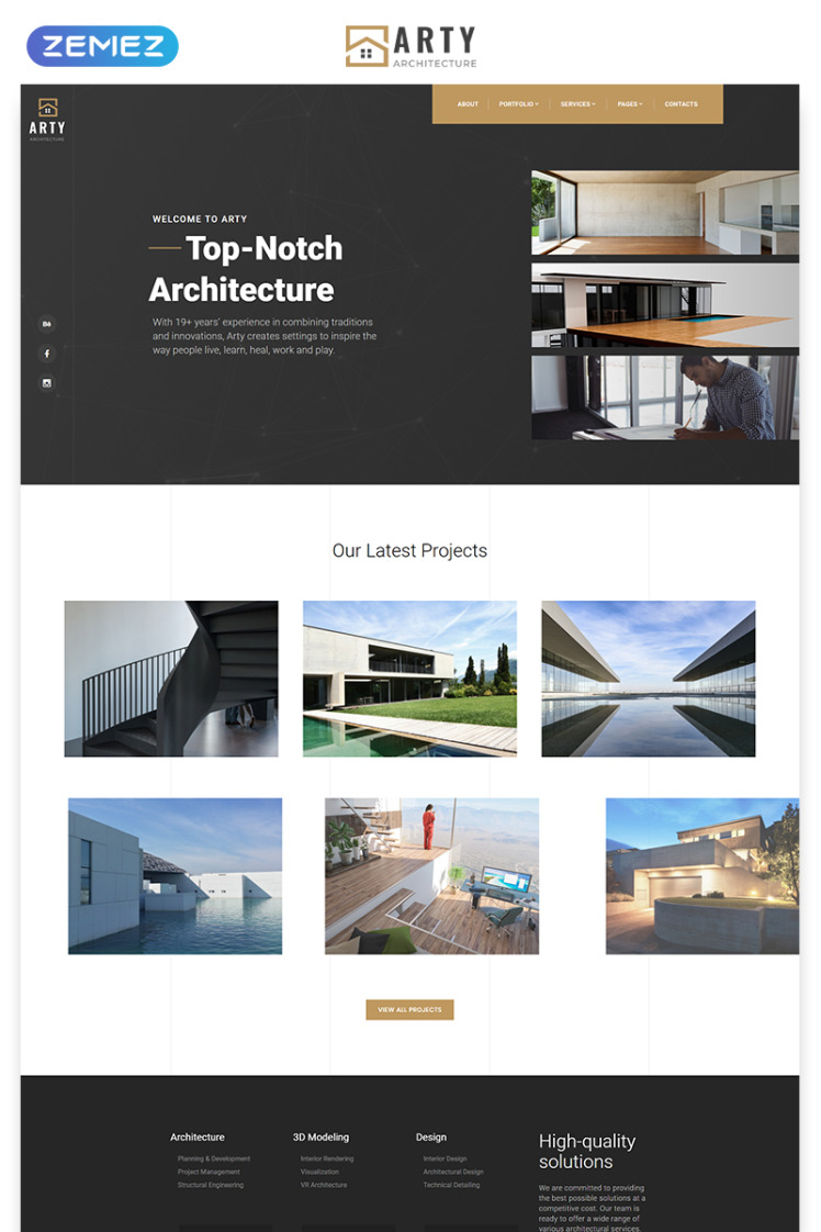 Arty - Architecture Multipage Creative Bootstrap HTML5 Website Template ...