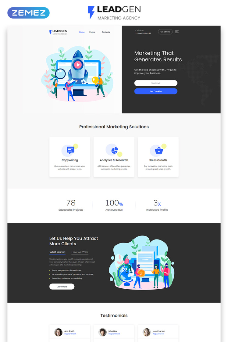 LeadGen - Marketing Agency Multipage HTML5 Website Template #55754