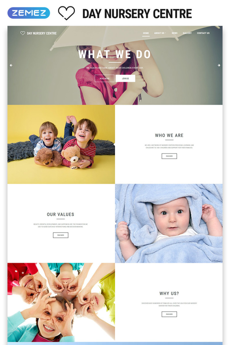 Day Nursery Centre - Kids Center Minimal HTML Bootstrap Website ...