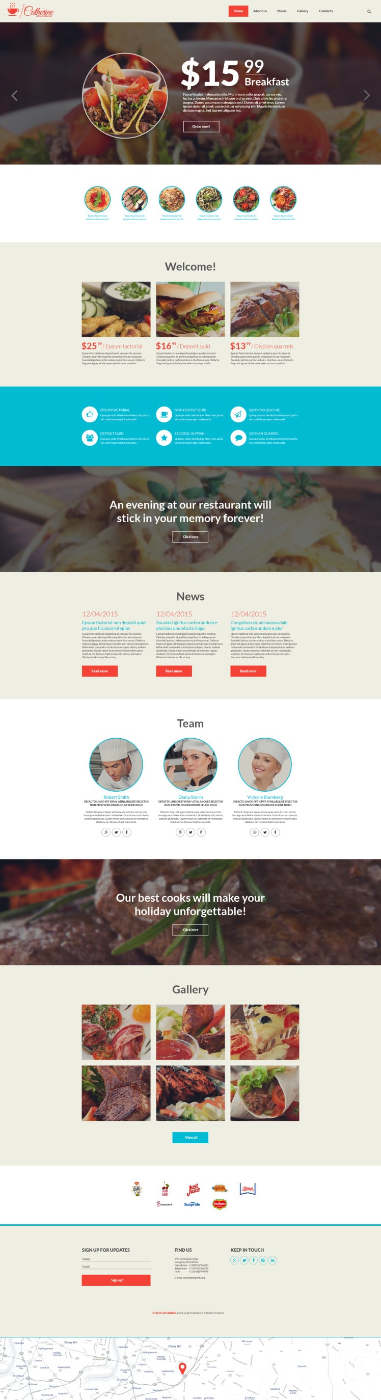 Cafe and Restaurant Responsive Website Template #55980