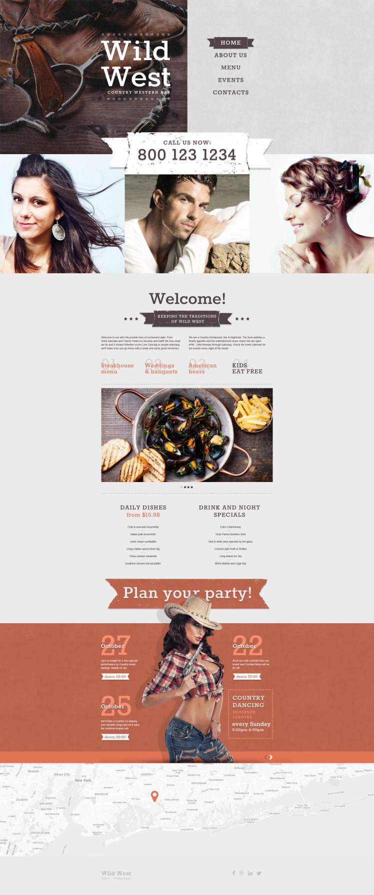 Country Western Bar Website Template #55949