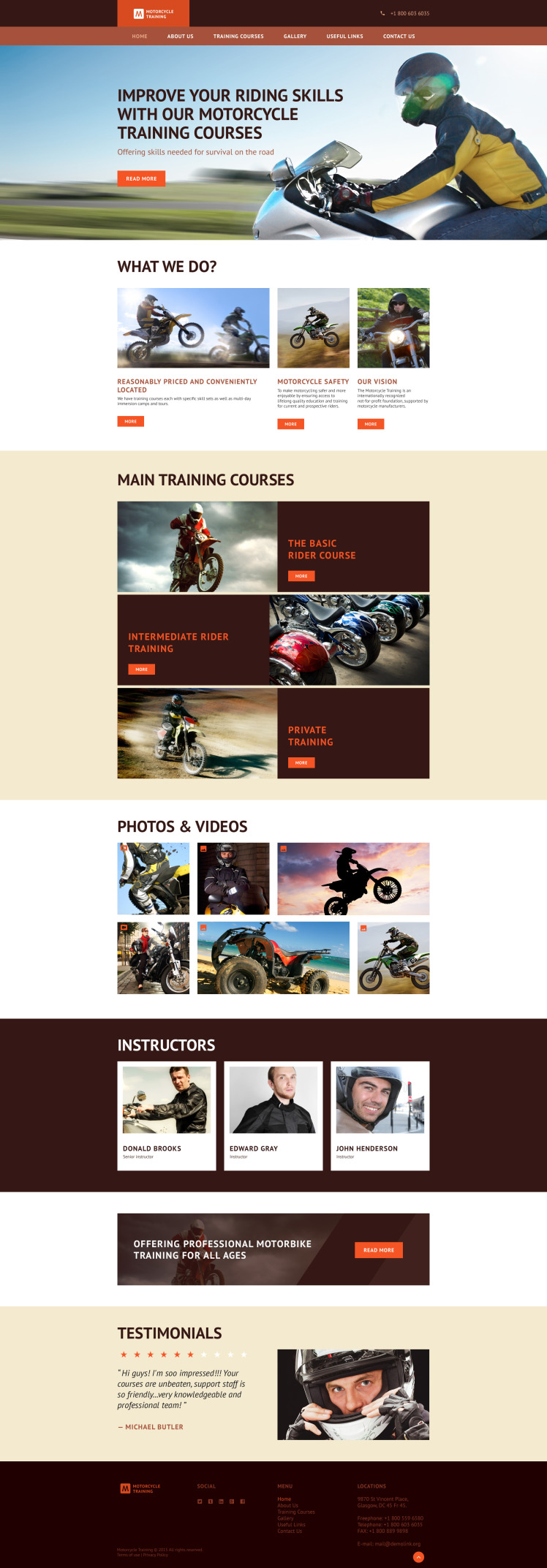 Motorcycle Training Website Template #55948