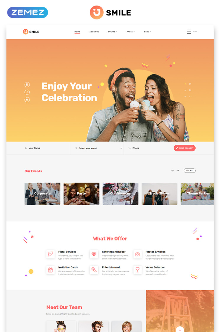 Smile - Event Planner Clean Multipage HTML5 Website Template #57675