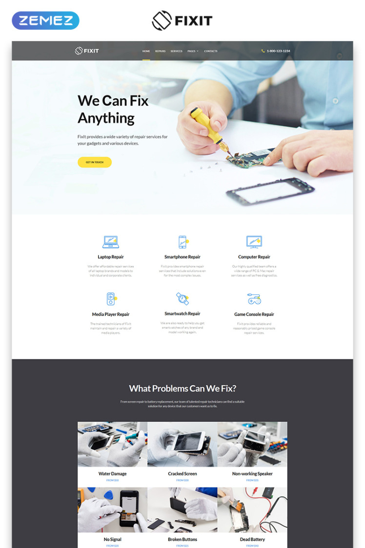 Fixit - Gadget Repair Services Clean Multipage HTML5 Website Template ...