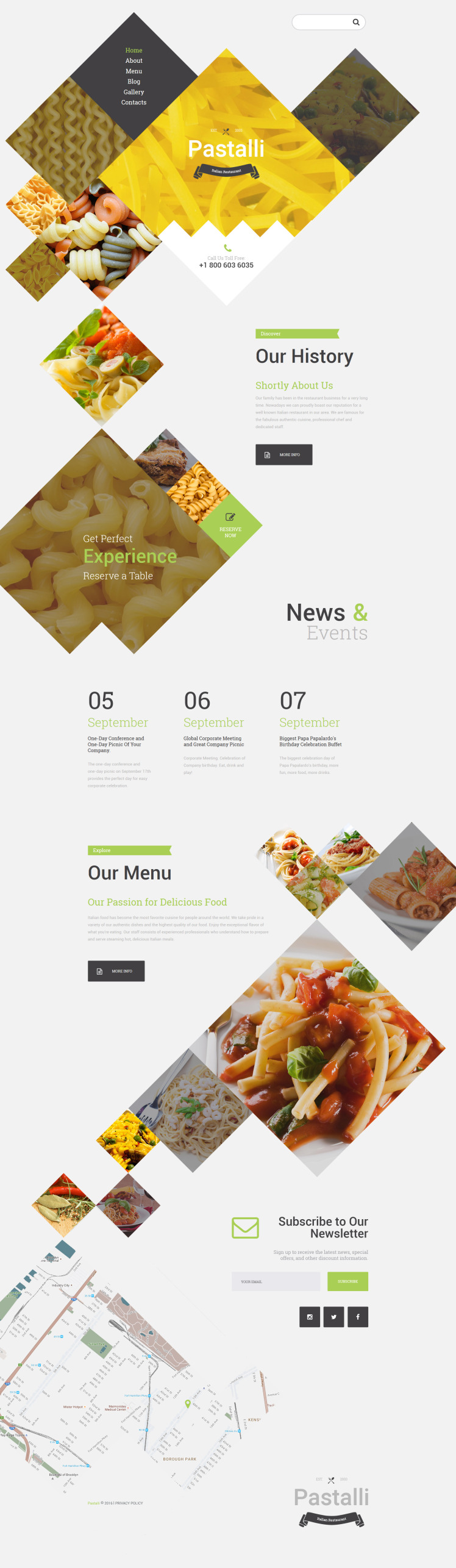 Italian Restaurant Responsive Website Template #57750