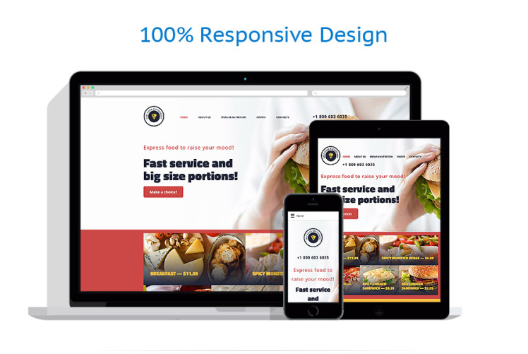 Fast Food Restaurant Website Template #57838