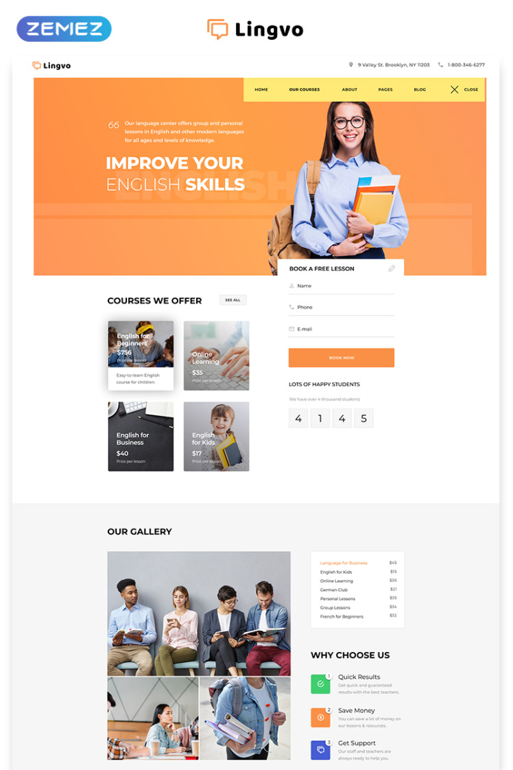 Lingvo - Language School Multipage Simple HTML5 Bootstrap Website ...