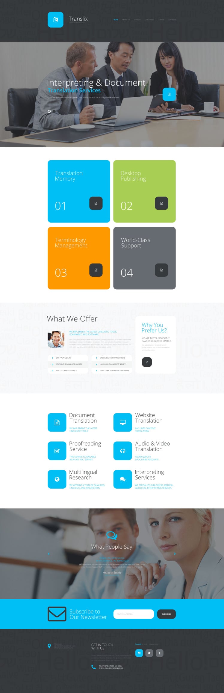 Translation Bureau Responsive Website Template #57925