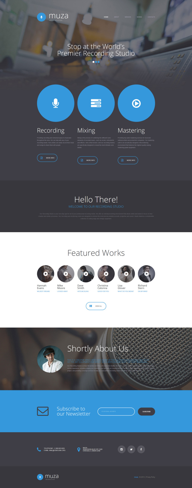 Recording Studio Responsive Website Template #58018