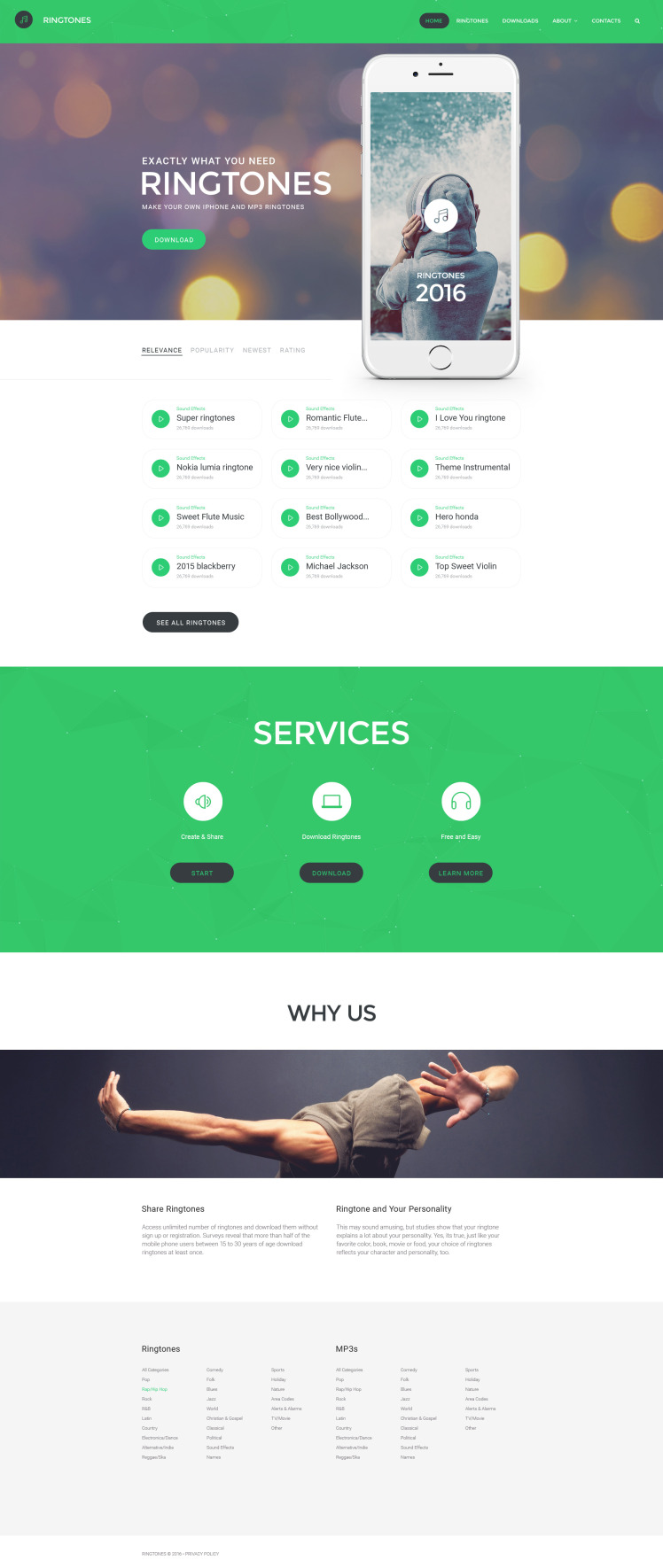 Ringtones Portal Website Template #58193