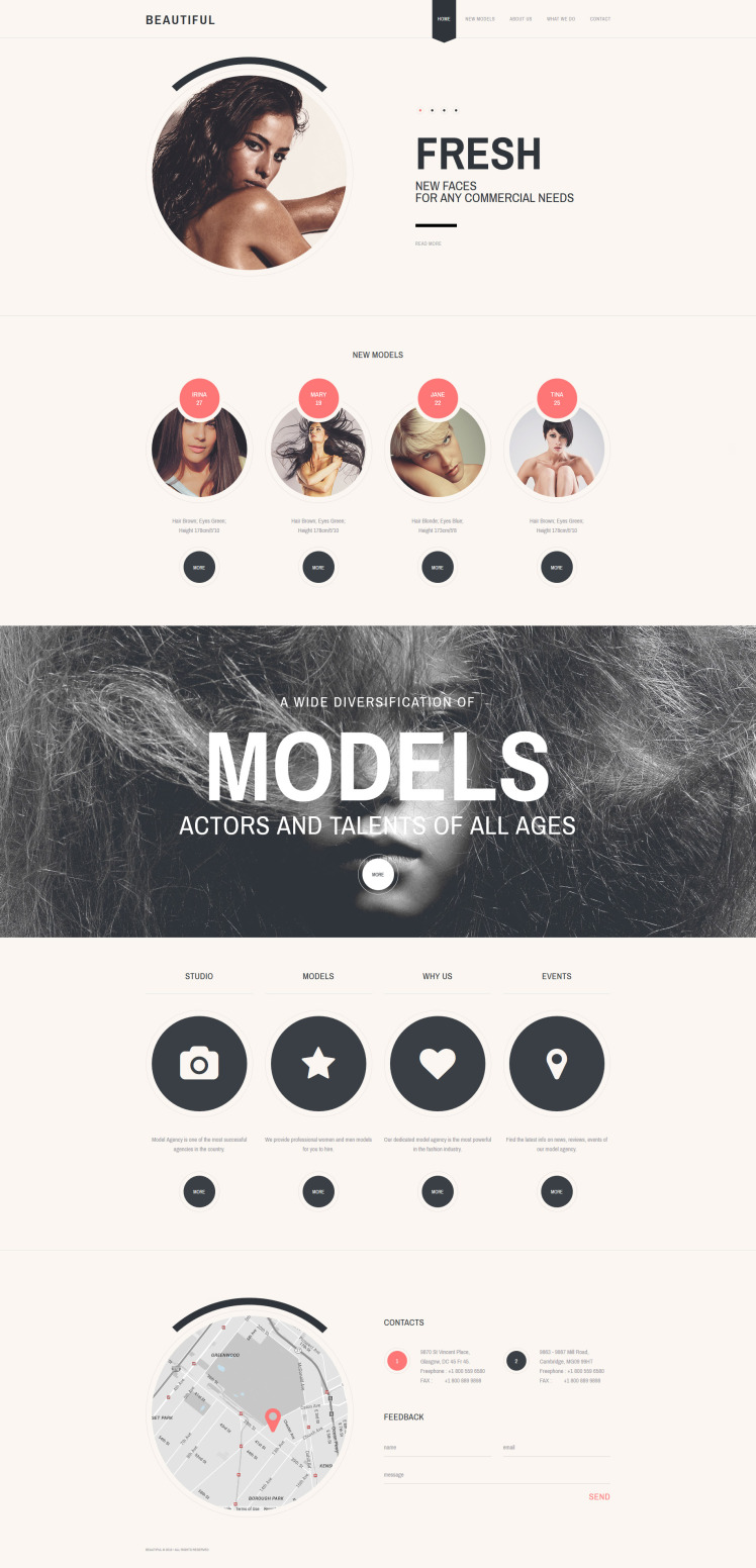 Model Agency Responsive Website Template #58255