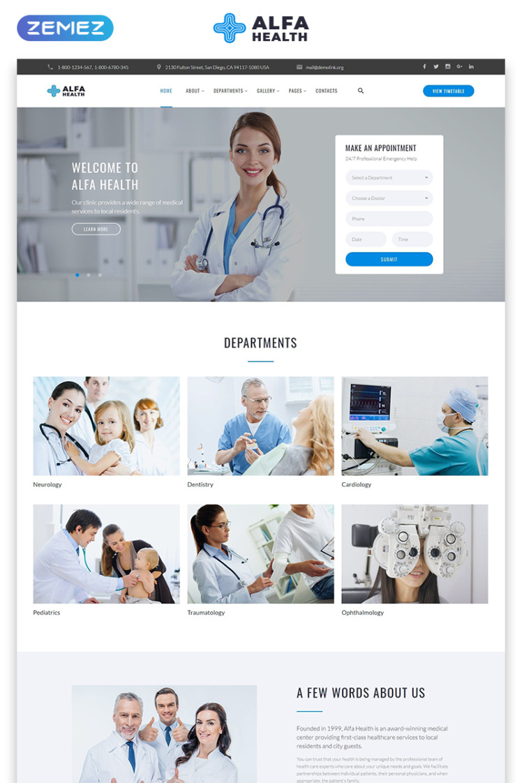 Alfa Health - Doctor Multipage HTML Modern Website Template #58318