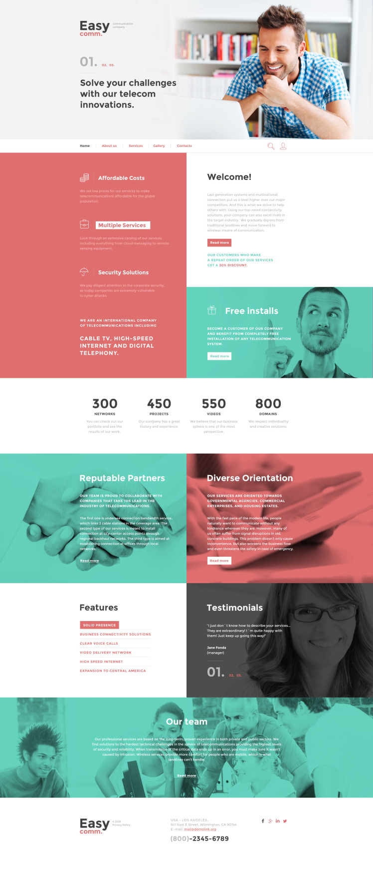 Communications Responsive Website Template #58400