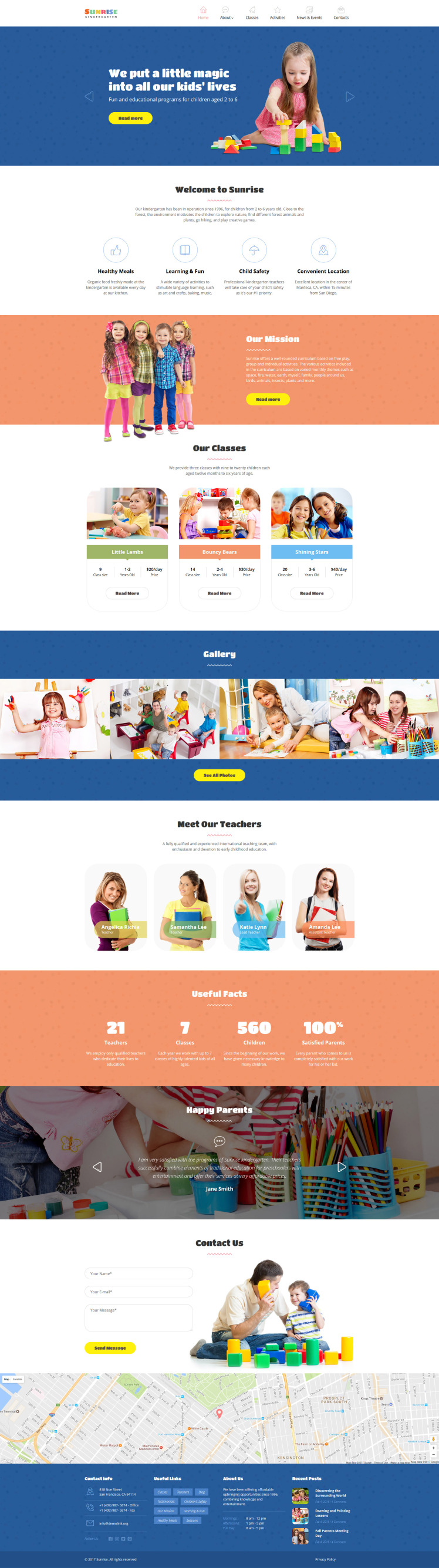 Sunrise - Kids Center & Kindergarten Responsive Website Template #58894