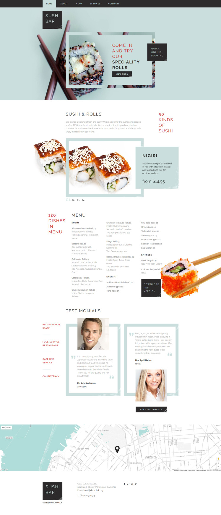 Sushi Bar Responsive Website Template #58897