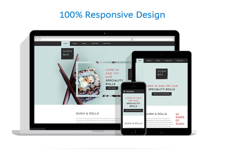 Sushi Bar Responsive Website Template #58897