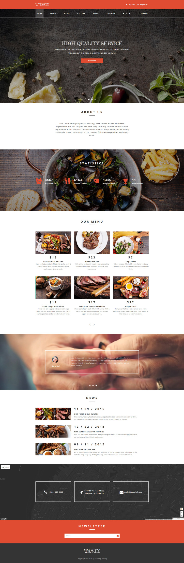 Tasty - Cafe and Restaurant Website Template #58809