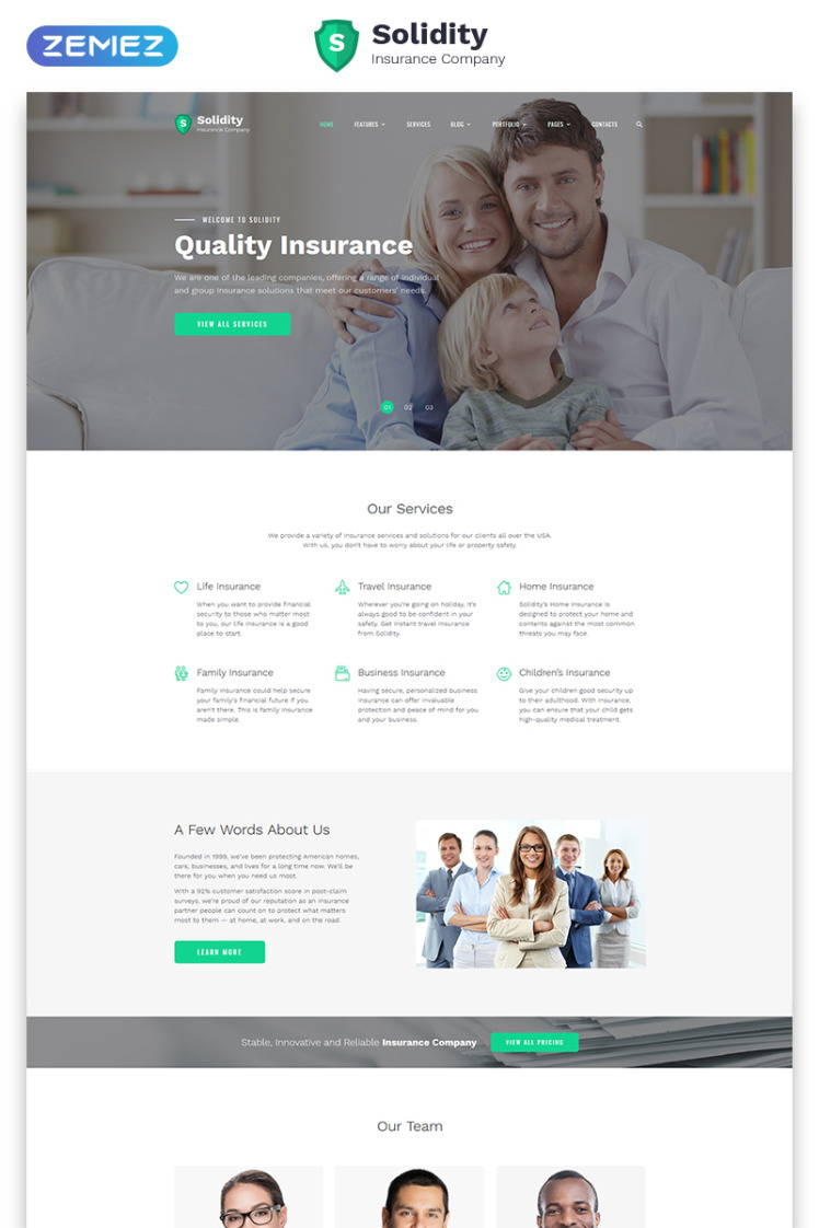 Solidity - Insurance Multipage Clean HTML Bootstrap Website Template #58965