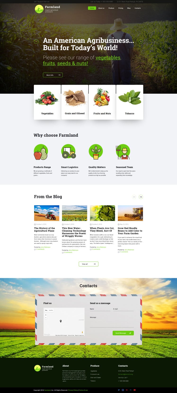 Farmland - Agriculture & Farming WordPress Theme #60117