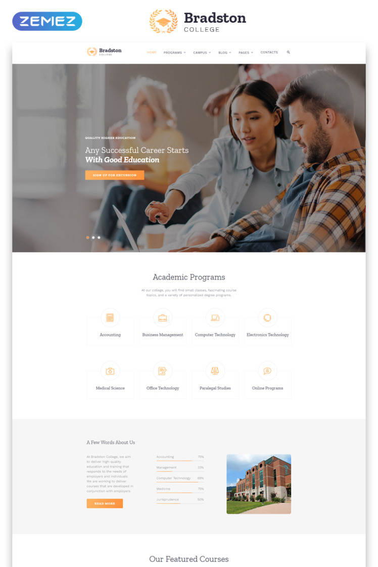 Bradstone College - Colleges & Universities Multipage Clean HTML ...
