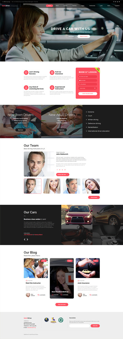 Safe Drive - Traffic School & Driving Lessons Website Template #61124