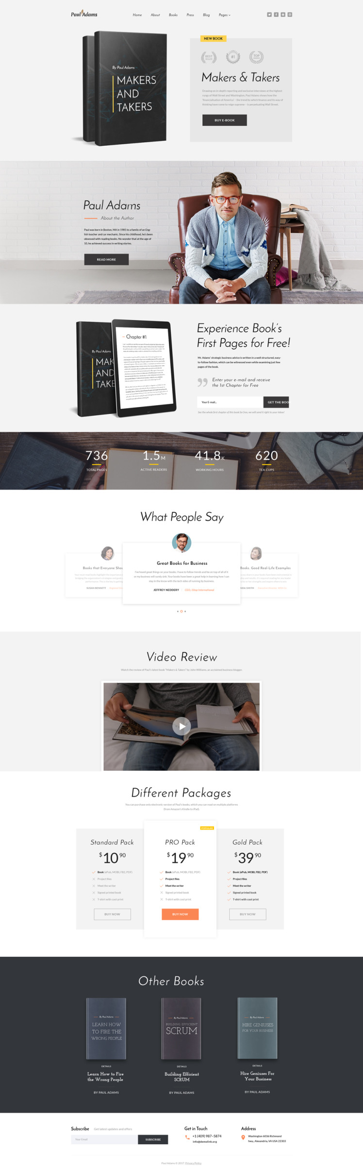 Paul Adams - Writer Multipage Creative HTML Website Template #61351