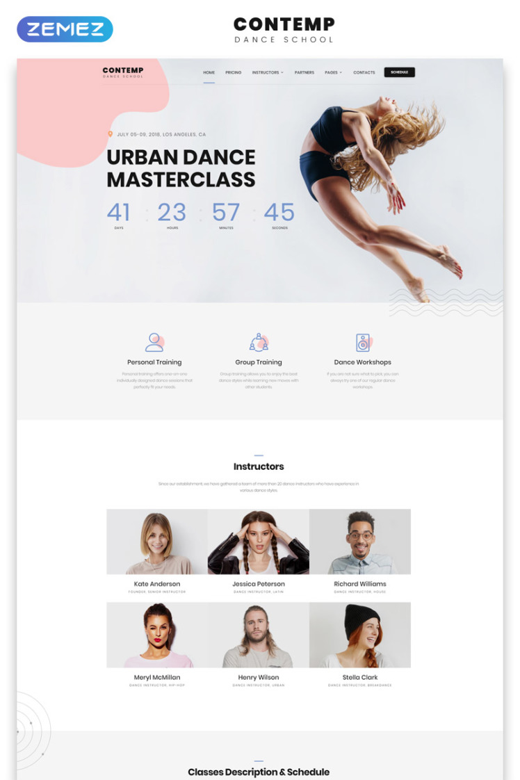 Contemp - Dance School Multipage Creative Bootstrap HTML Website Template #62183