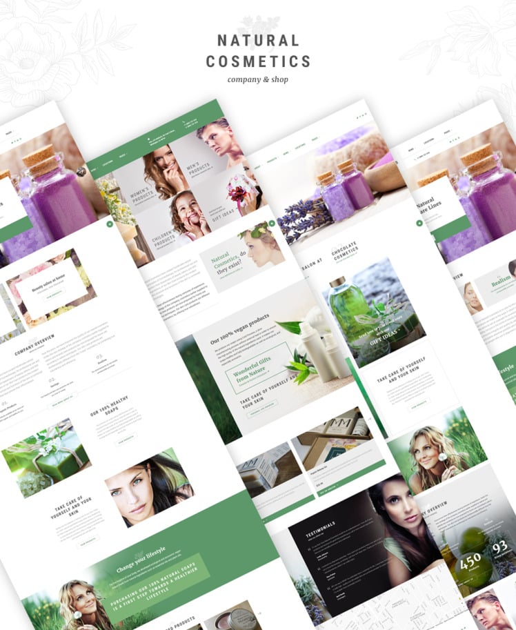 Natural Cosmetics - Cosmetics Store Multipage Website Template #62133