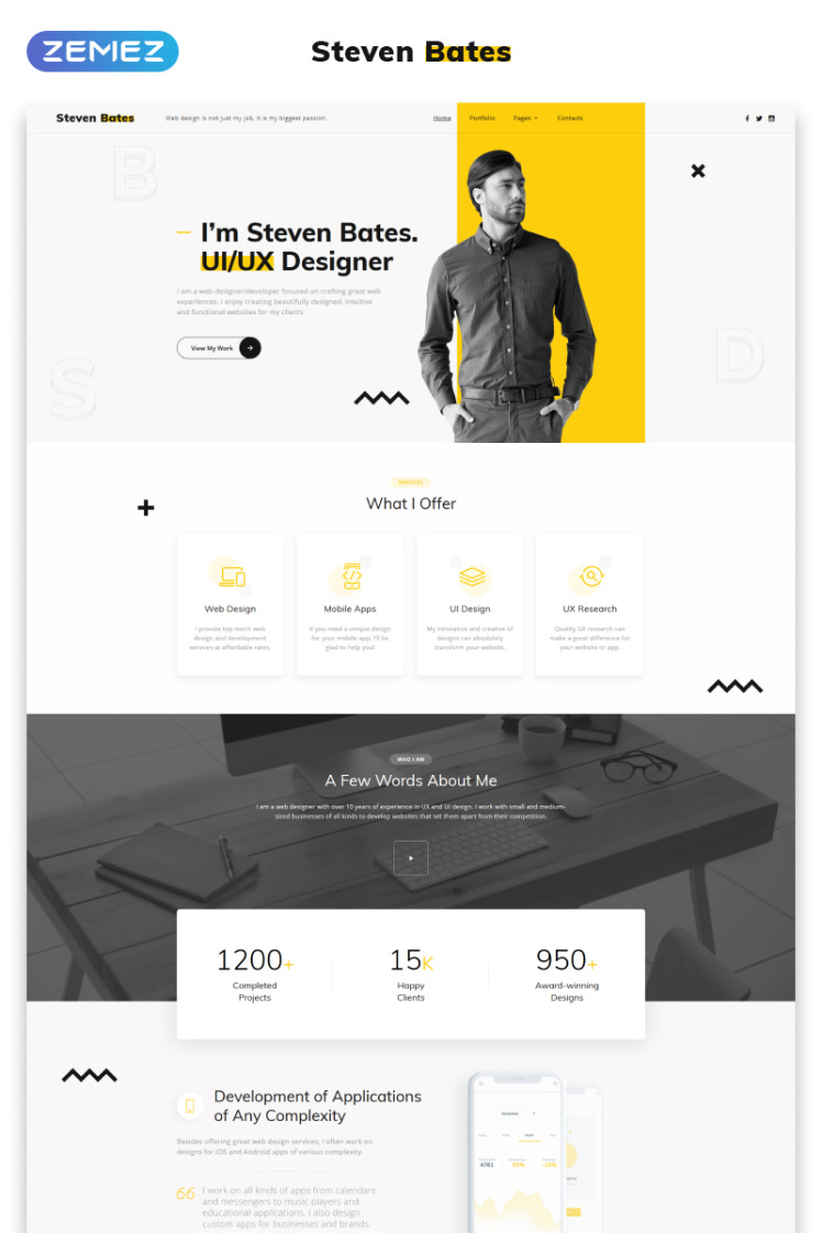 Steven Bates - Personal Page Multipage Modern HTML Website Template #62124
