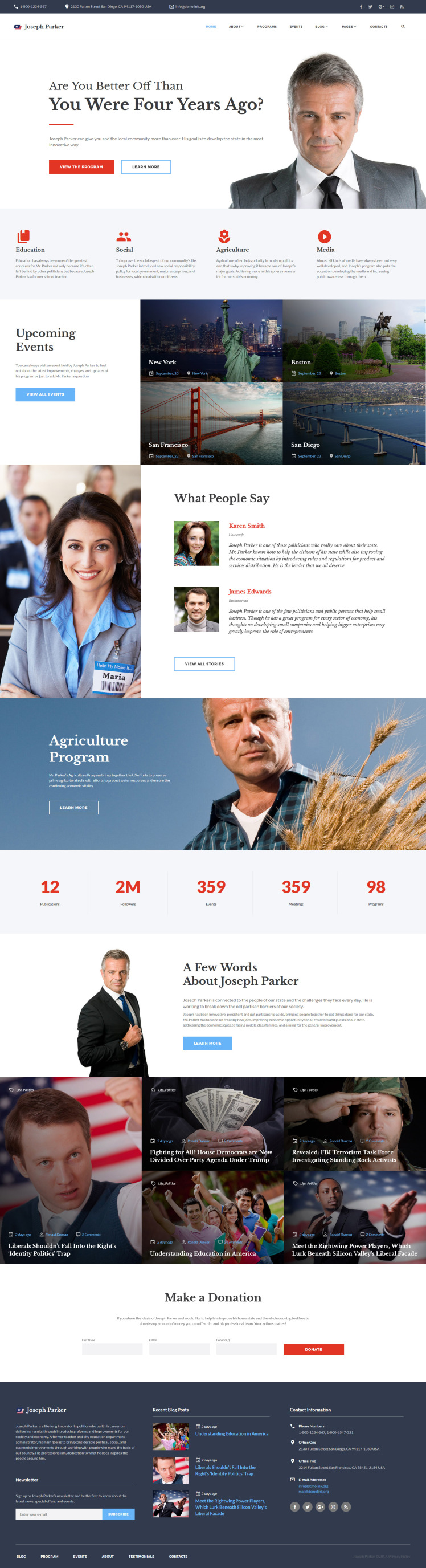 Joseph Parker - Political Candidate Responsive Multipage Website ...