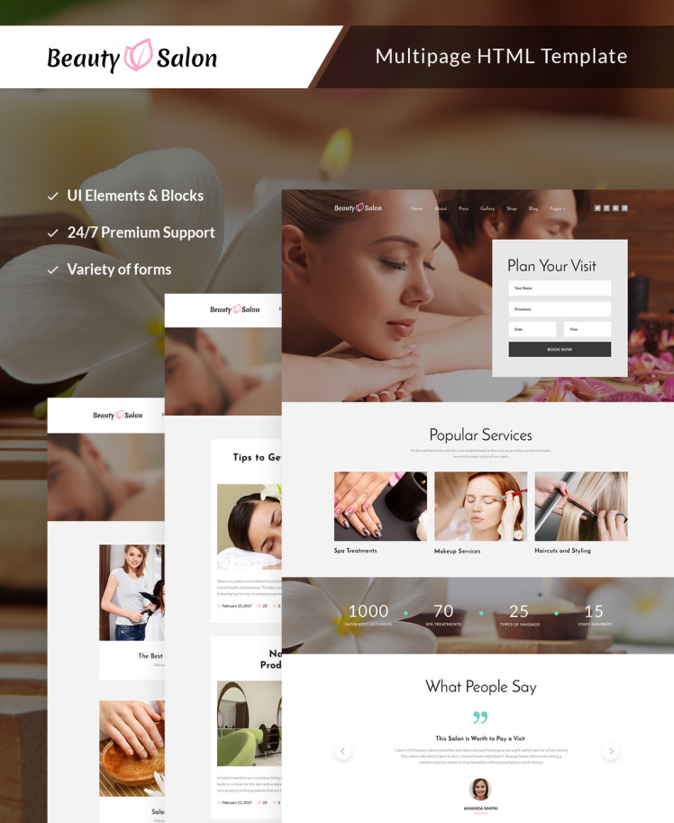 Beauty Salon Responsive Multipage Website Template #63505