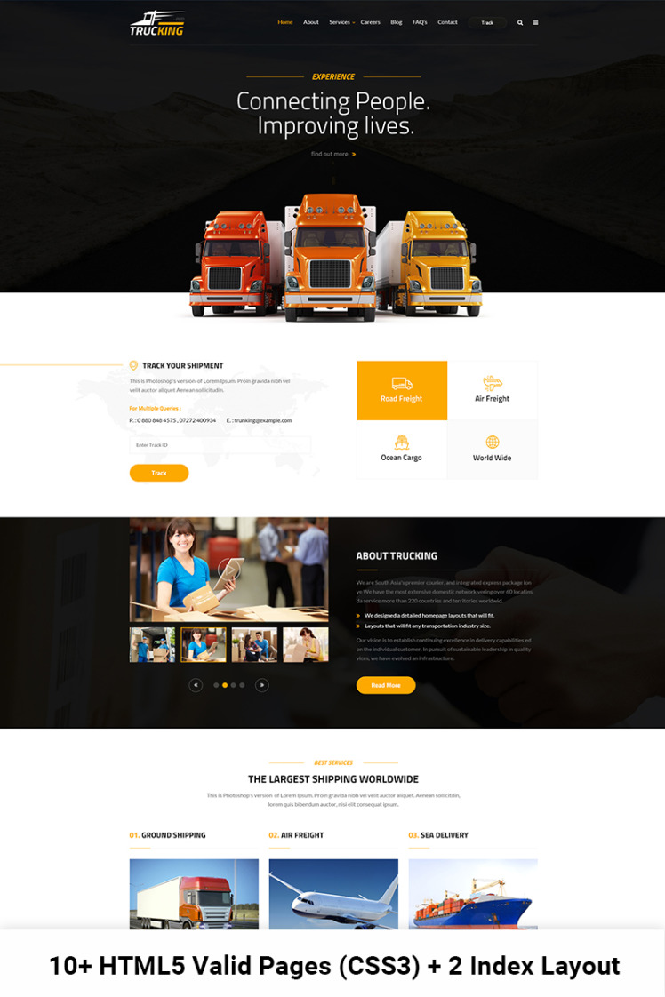 Trucking - Logistics and Transportation HTML Website Template #65432