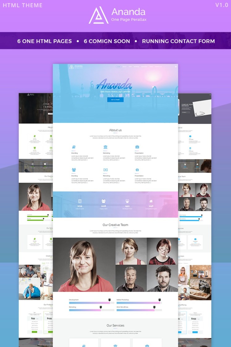 Ananda - One Page Parallax Website Template #65857