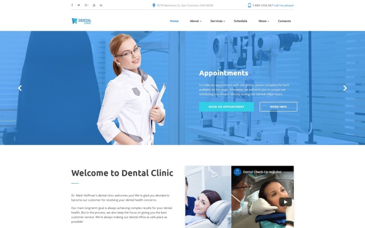 Dental Clinic Responsive Website Template #66298