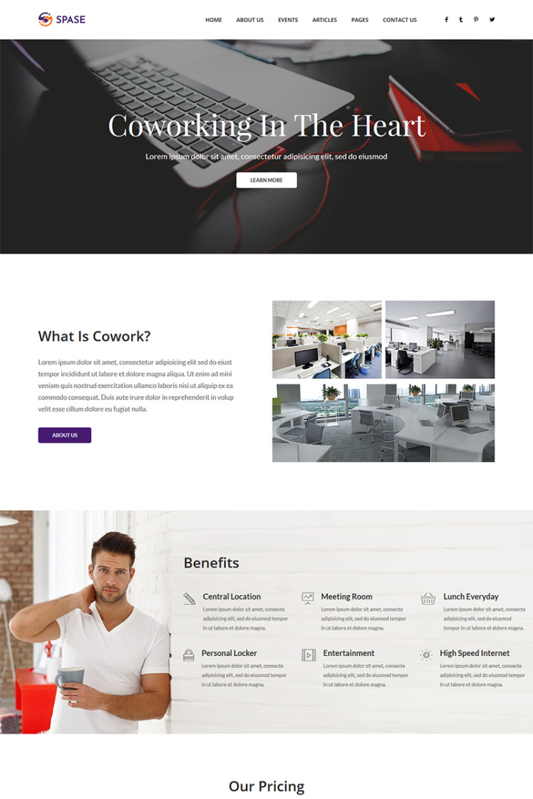 Spase - Business And Coworking HTML Website Template #67063