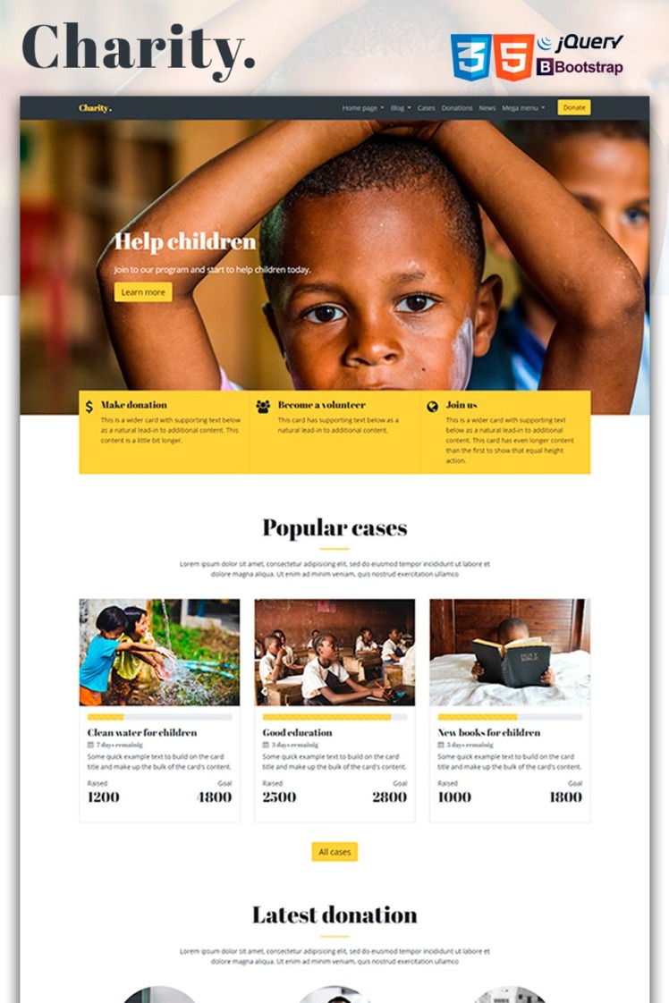 Mercury - Charity and Nonprofit Website Template #67183