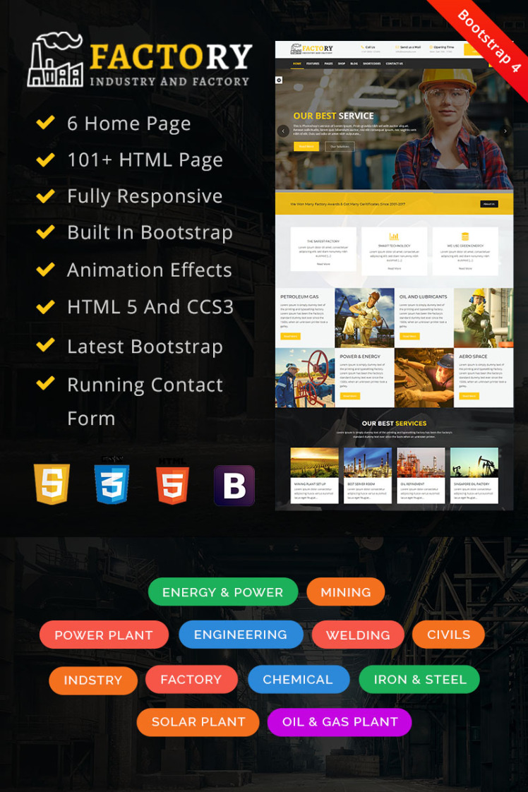 Factory : Factory & Industrial HTML Website Template #67854