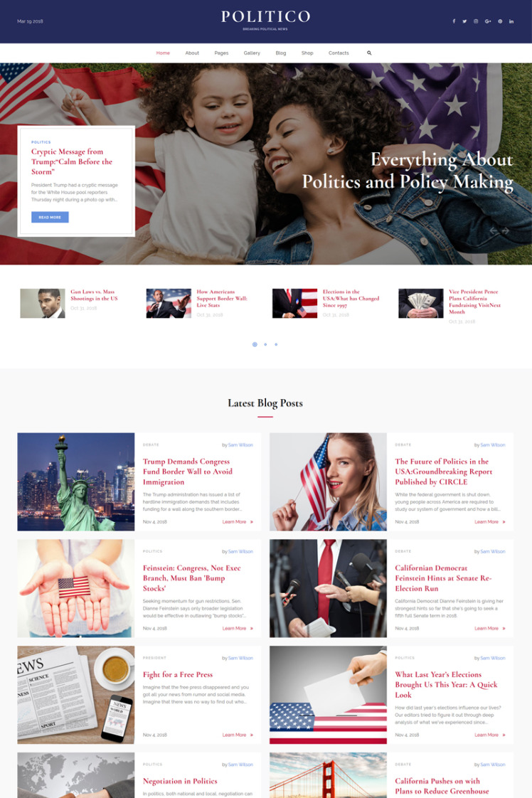 Politico - Political Magazine Multipage HTML5 Website Template #67813