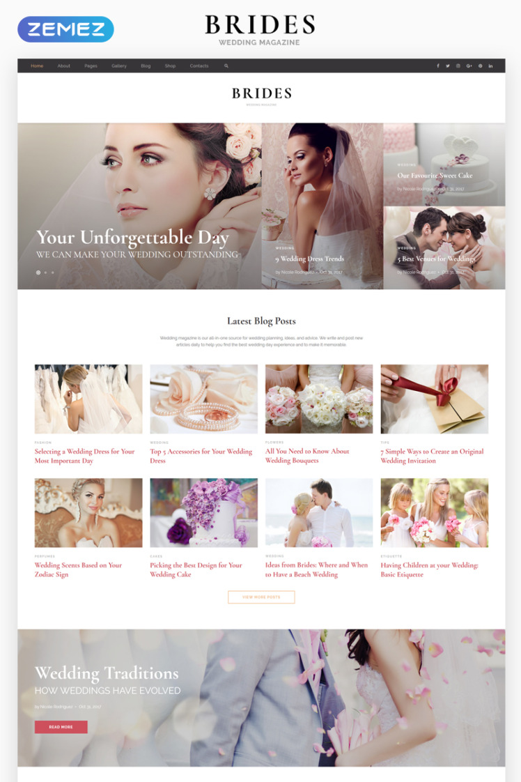 Brides - Wedding Magazine Multipurpose HTML Website Template #67911