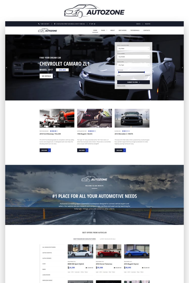 Autozone - Auto Dealer Bootstrap HTML5 Website Template #68156